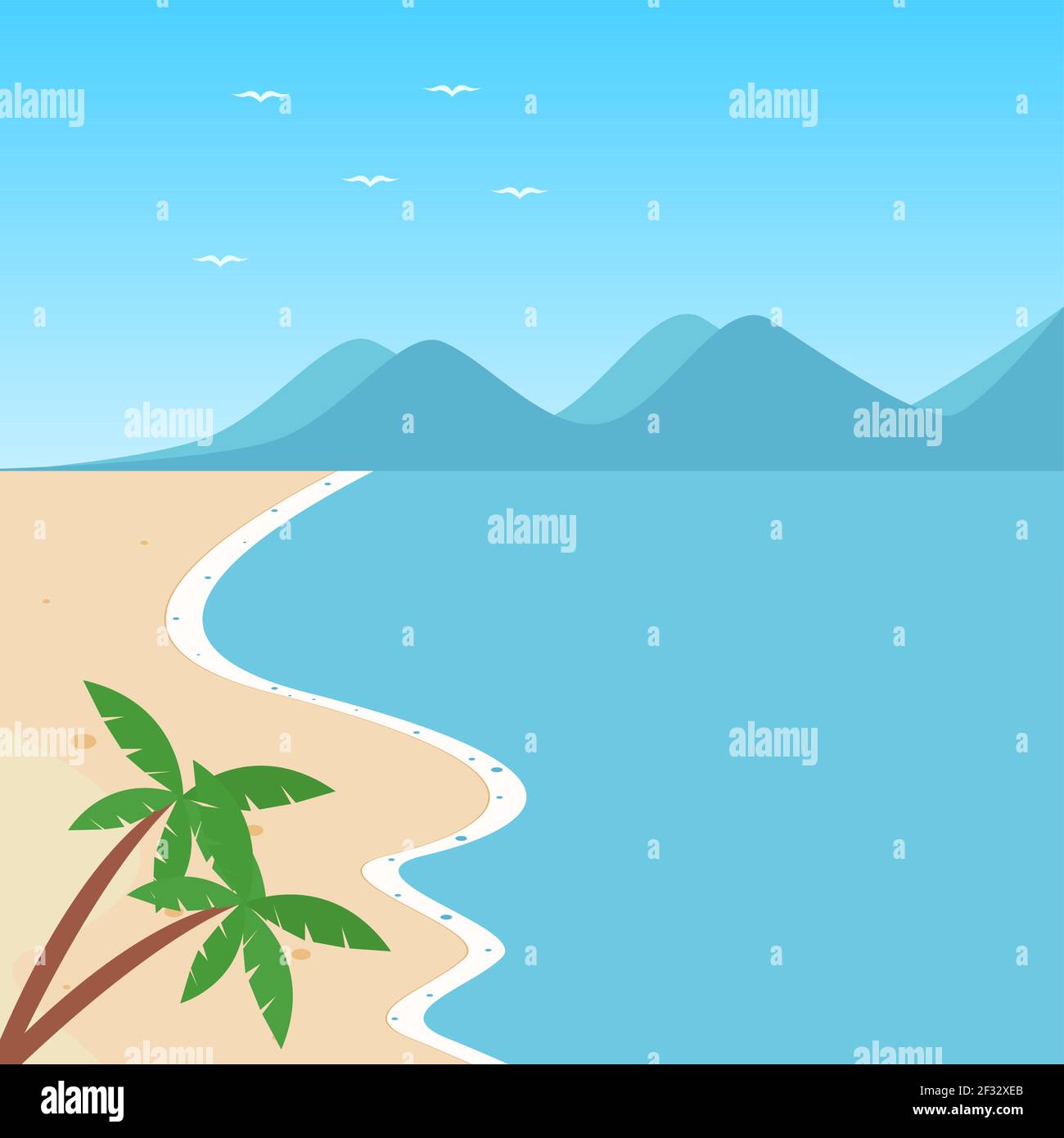 Tropical beach, illustration, vector on white background Stock Vector ...
