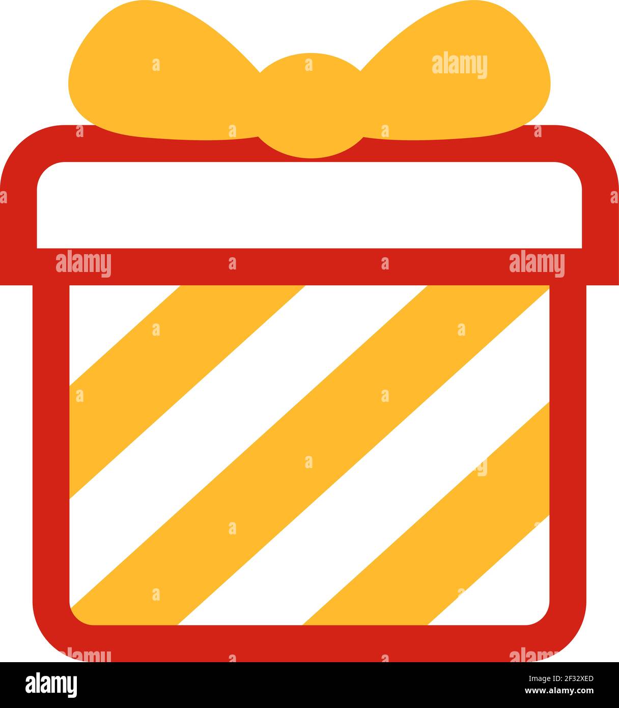 Red present with yellow lines and bow, illustration, vector on a white ...