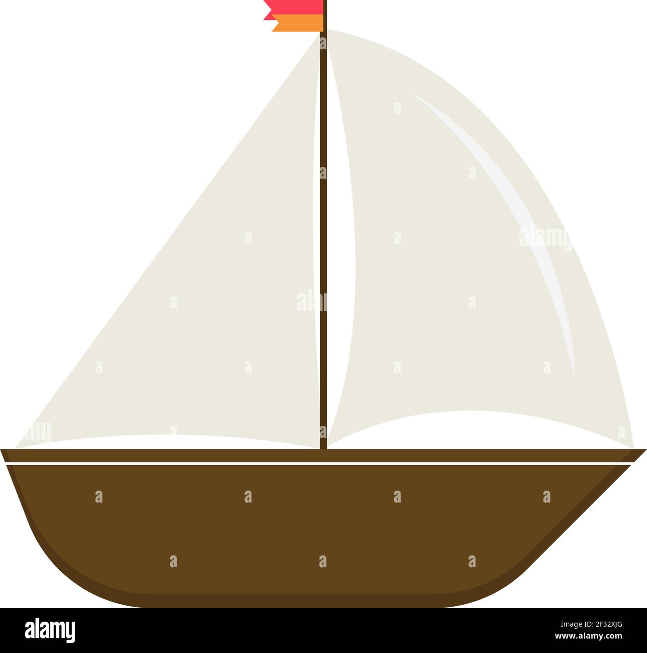 Wooden boat, illustration, vector on white background Stock Vector ...