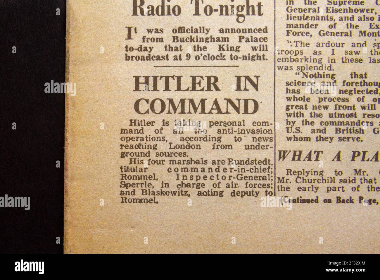 Adolf hitler newspaper hi-res stock photography and images - Alamy