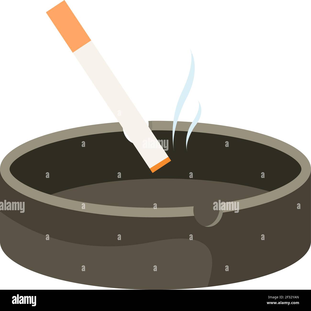 Cigarette in a tray, illustration, vector on white background Stock ...