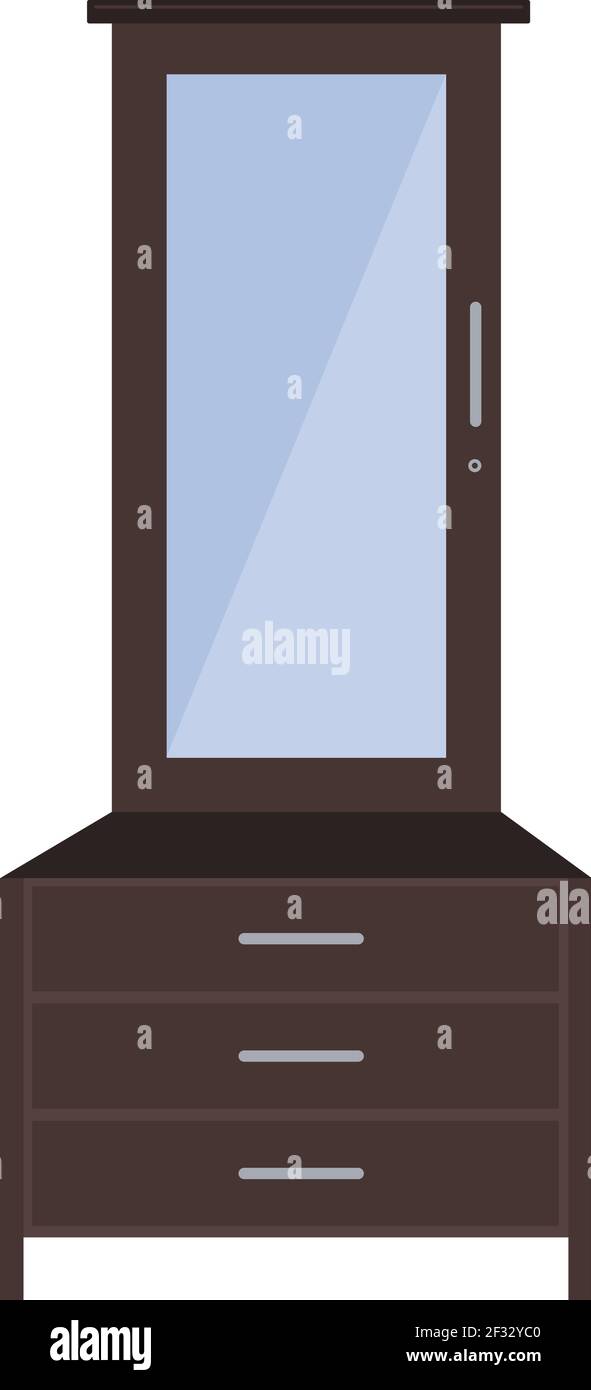 Dark brown dressing table, illustration, vector on white background ...
