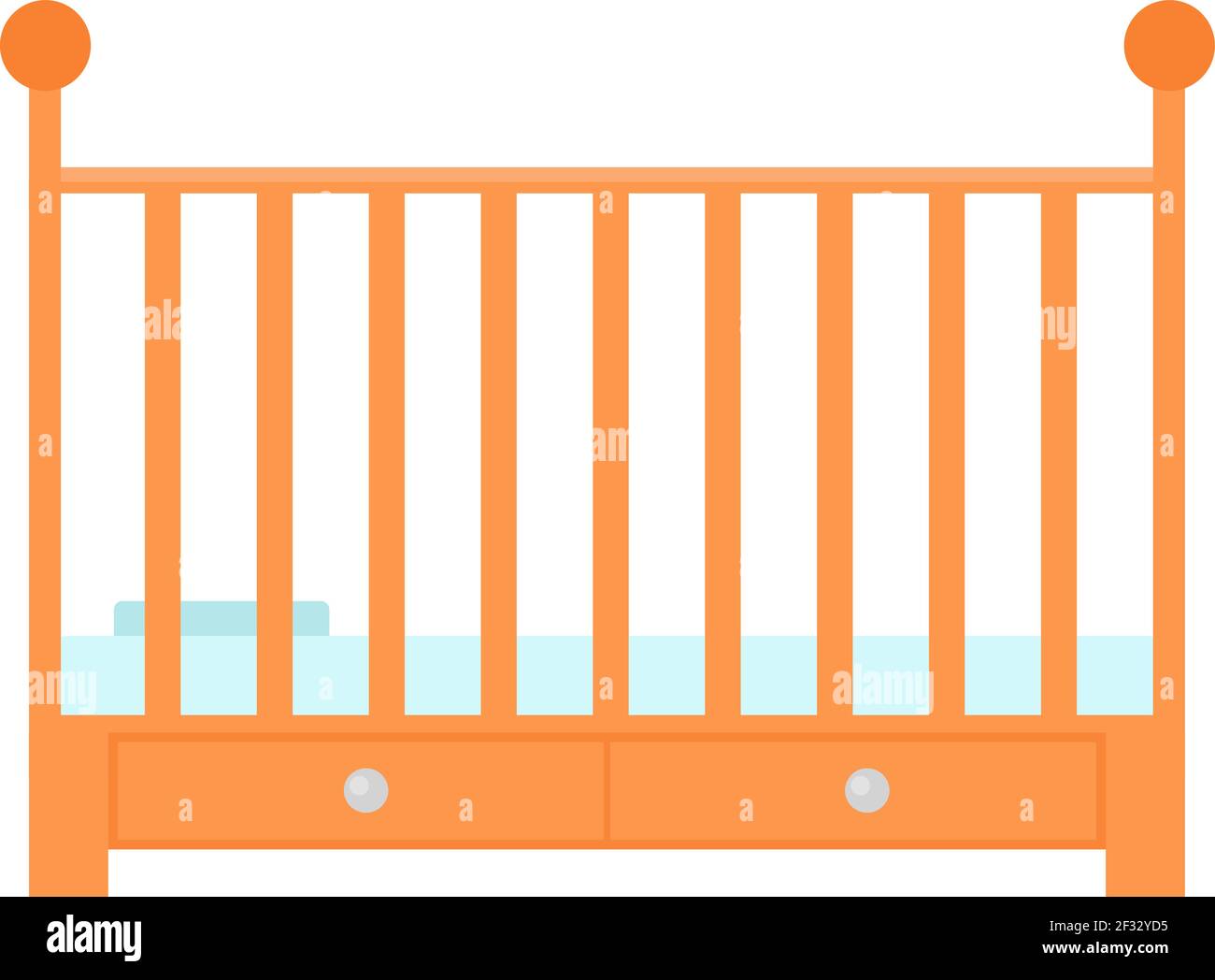 Baby crib, illustration, vector on white background Stock Vector Image ...