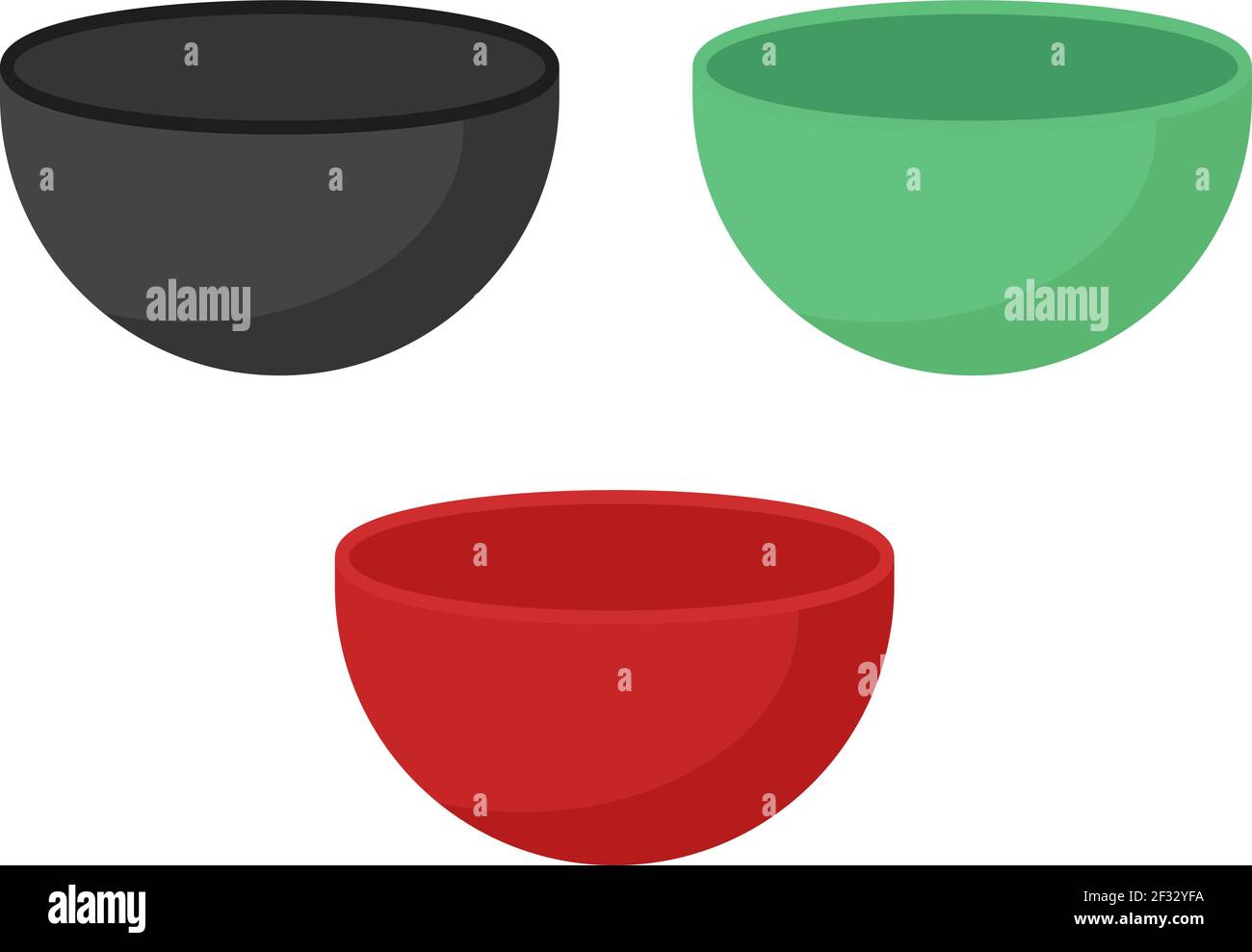 Colorful bowls, illustration, vector on white background Stock Vector ...
