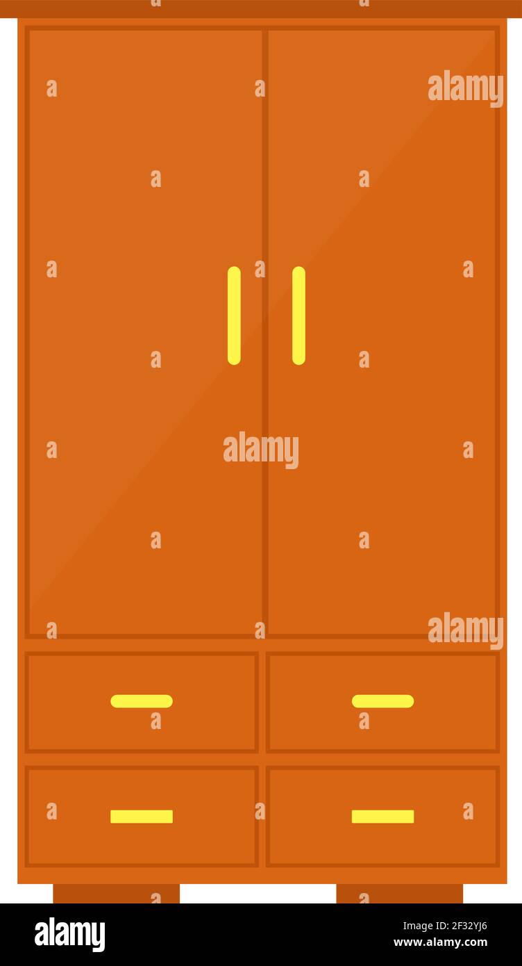 Wooden closet, illustration, vector on white background Stock Vector ...