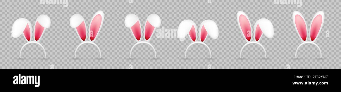 Easter bunny ears collection on transparent background. Pink and white ...