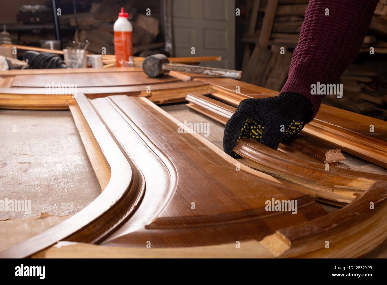 wooden door restoration,repair and restoration of furniture Stock Photo ...