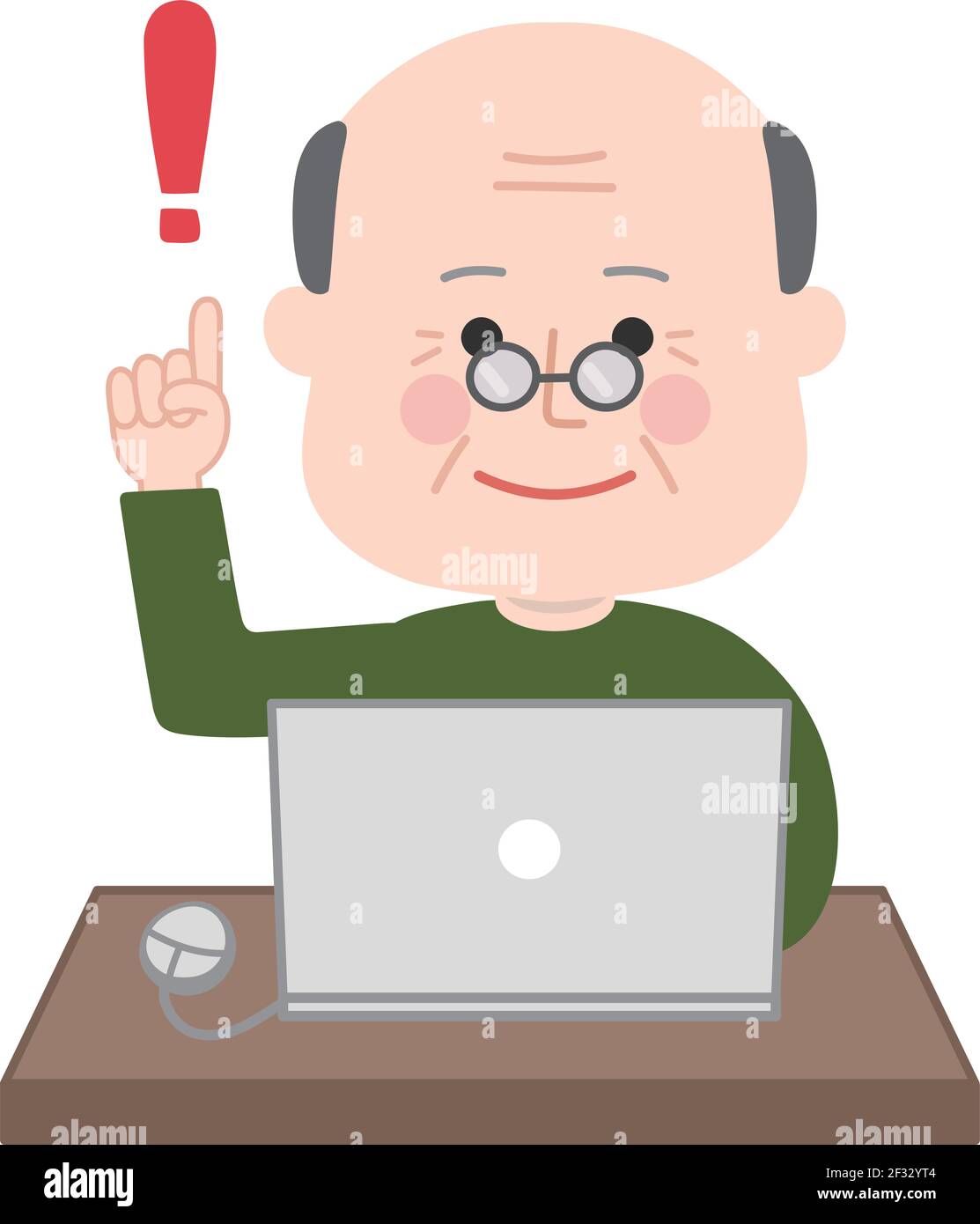Elderly man solving his problem on the net. Vector illustration ...