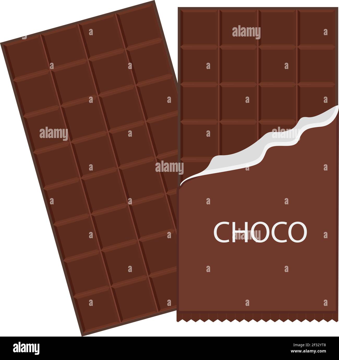 Chocolate bar, illustration, vector on white background Stock Vector ...