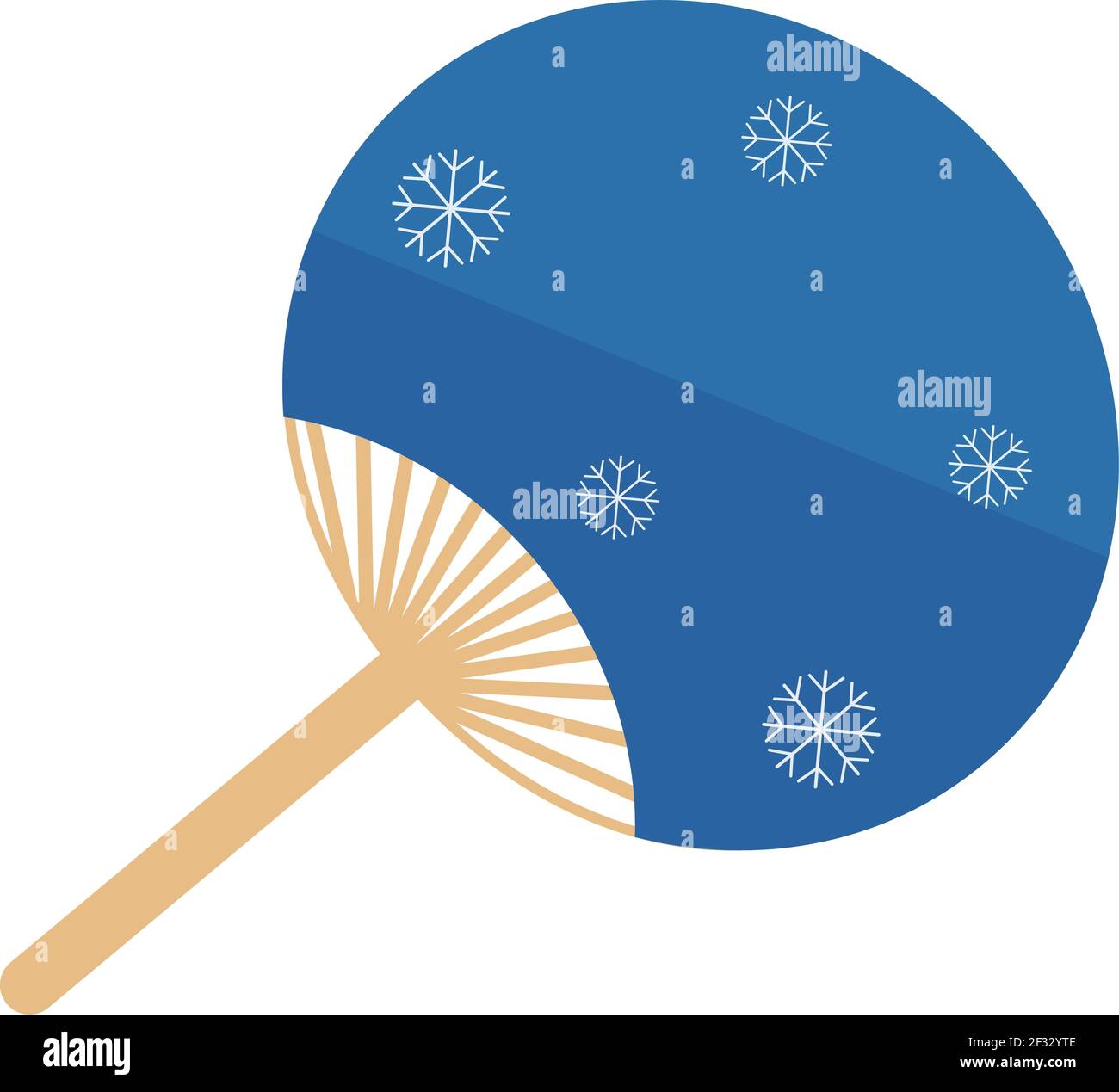 Blue hand fan, illustration, vector on white background Stock Vector ...
