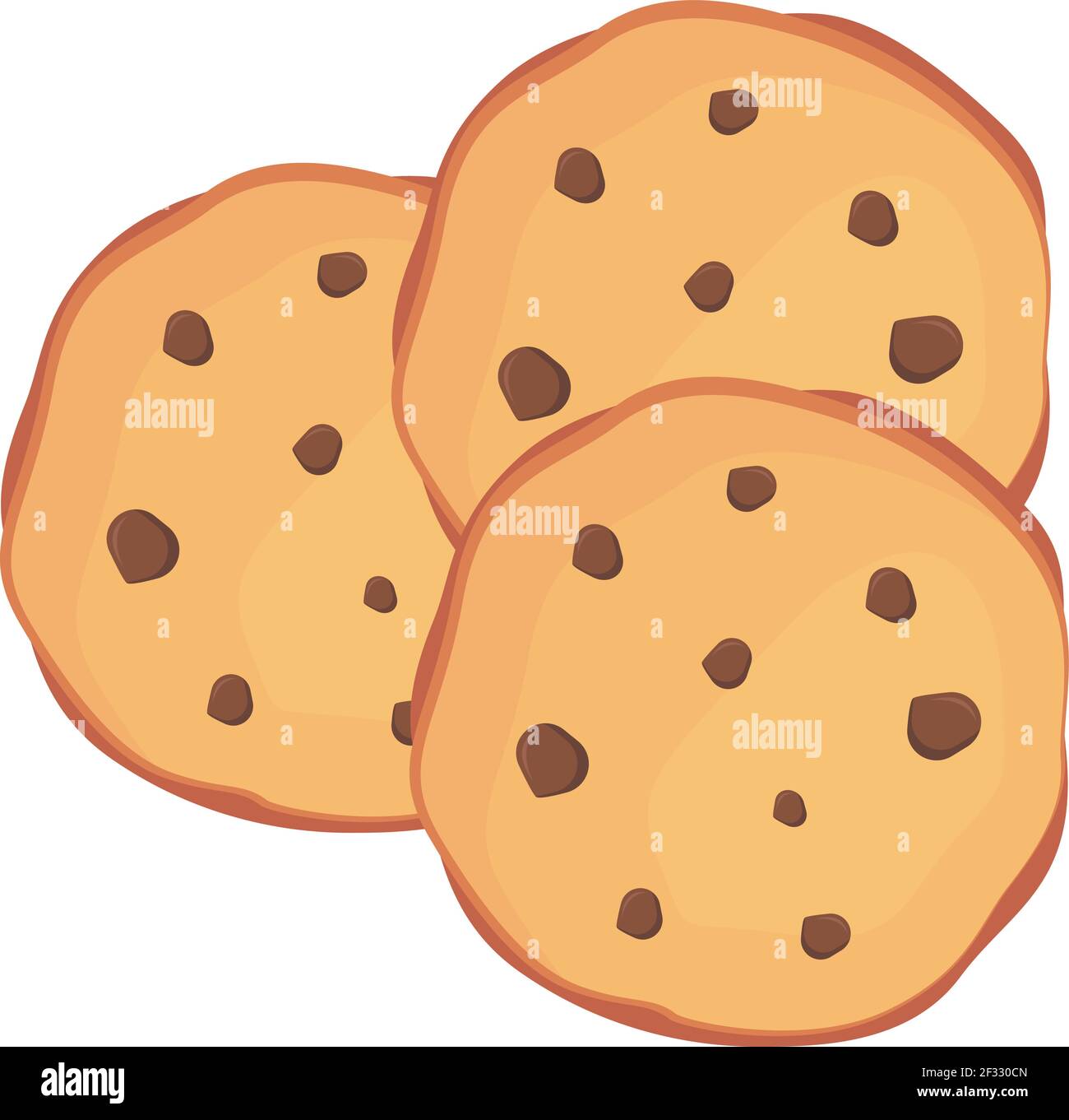 Chocolate chip cookie, illustration, vector on white background Stock ...