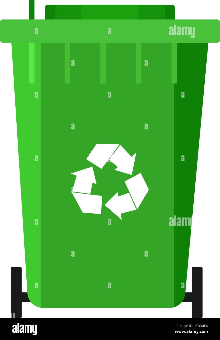 Green recycle bin, illustration, vector on white background Stock ...
