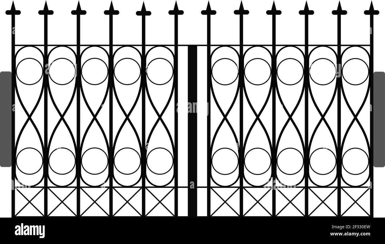 Decorative white wrought iron gate Stock Vector Images - Alamy