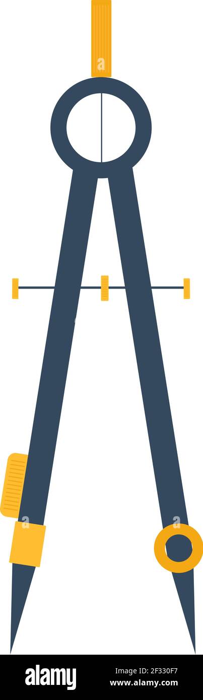 Blue measuring compass, illustration, vector on white background Stock ...