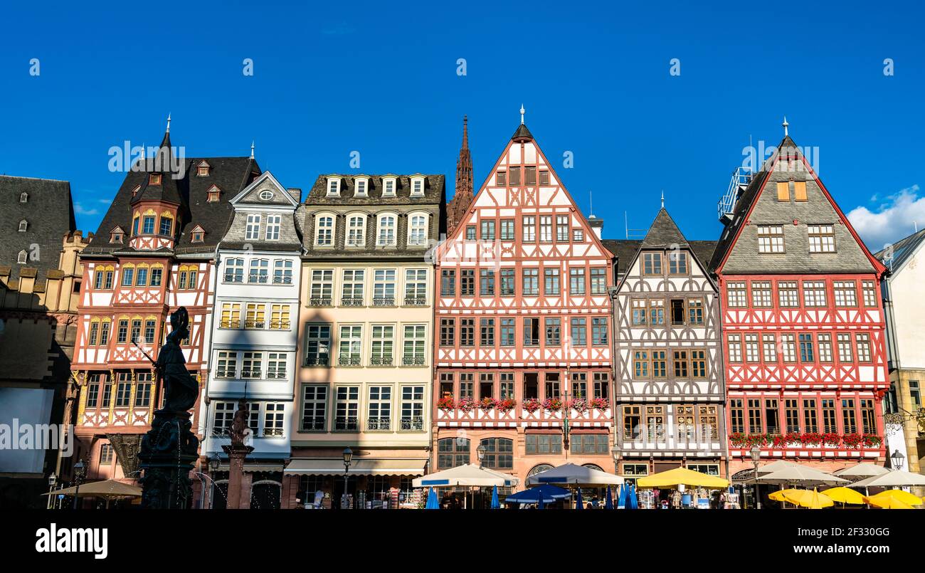 Historic half timbered houses at the romer in frankfurt am main hi-res ...