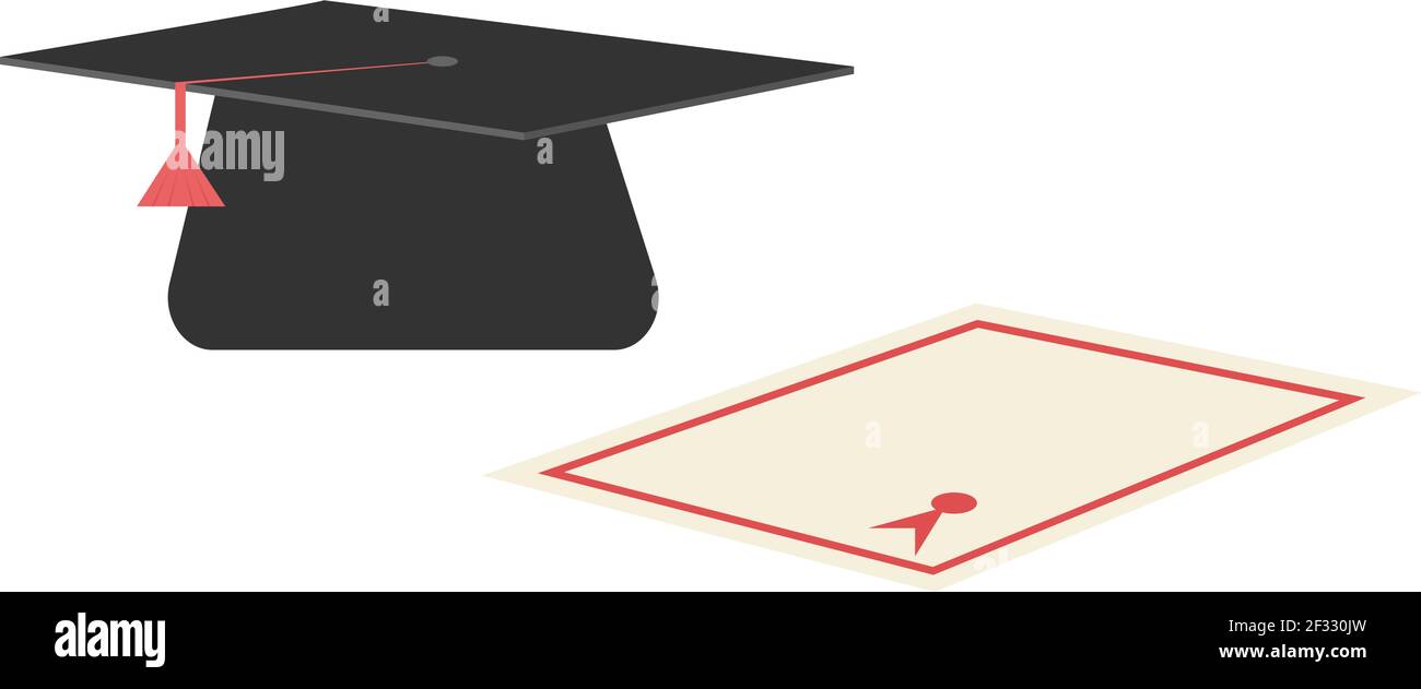 Graduation hat, illustration, vector on white background Stock Vector ...