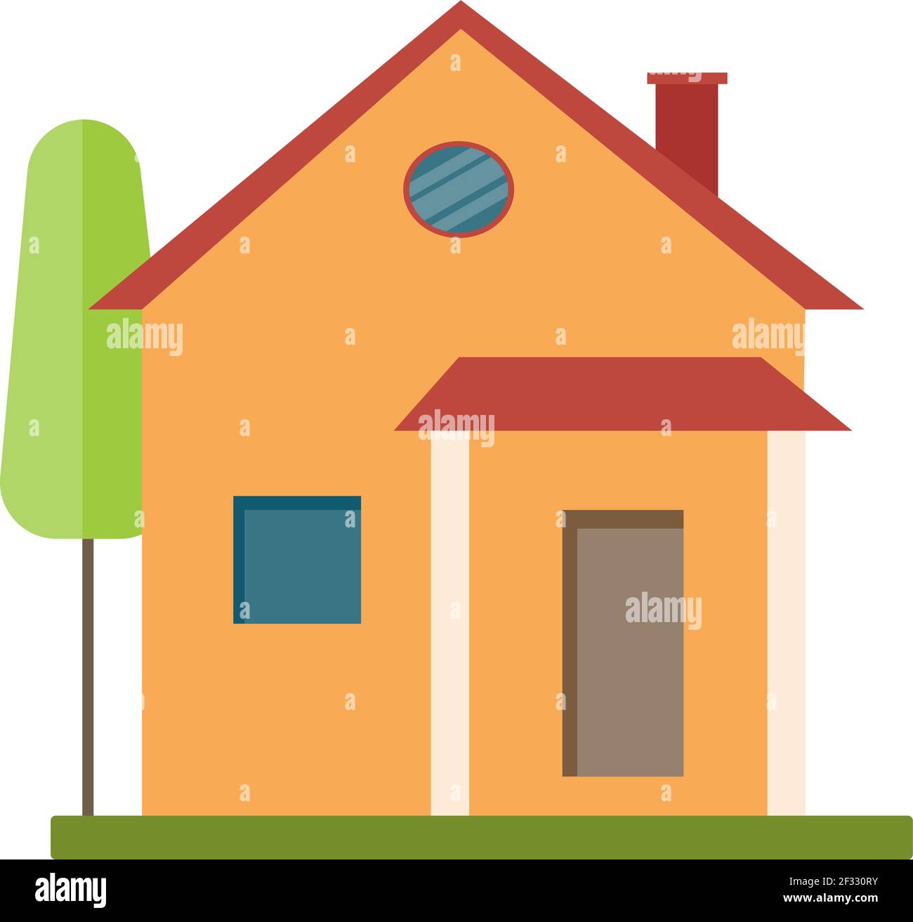 Orange house, illustration, vector on white background Stock Vector ...