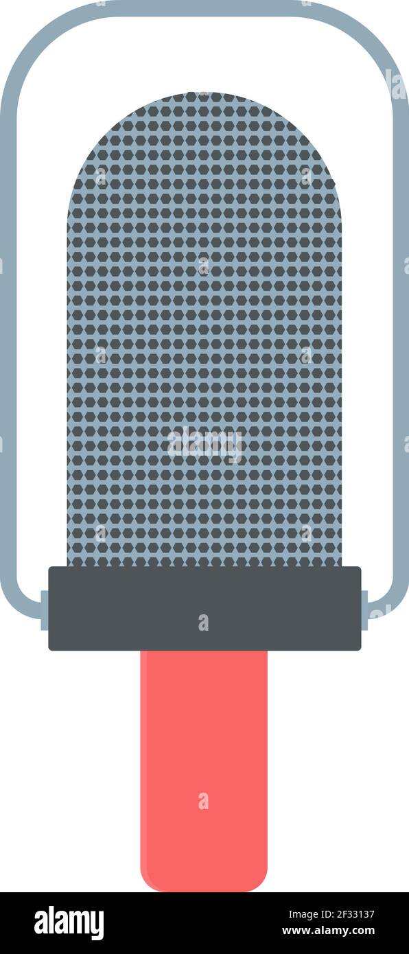 Grey microphone, illustration, vector on white background Stock Vector ...