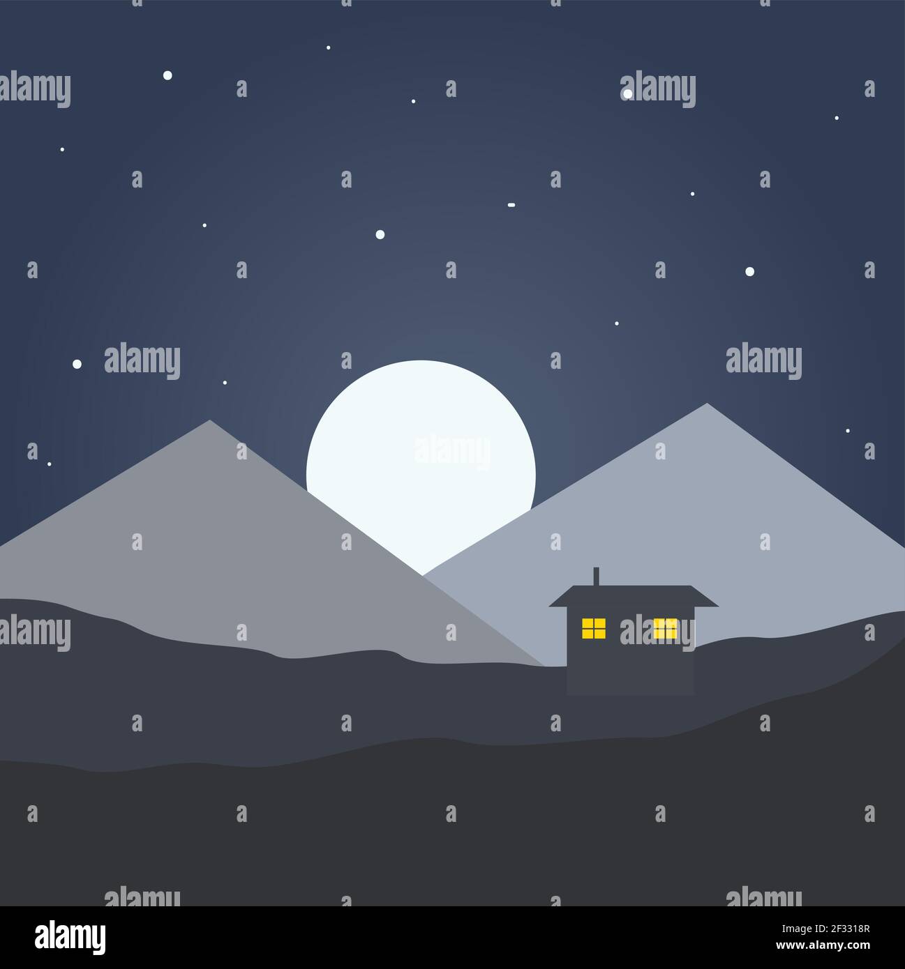 Moon in the night, illustration, vector on white background Stock ...