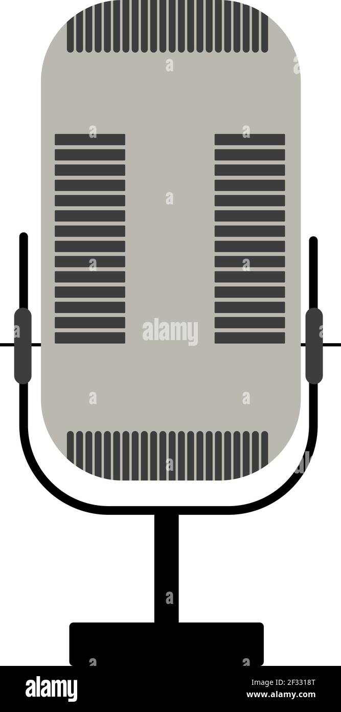 Grey microphone, illustration, vector on white background Stock Vector ...