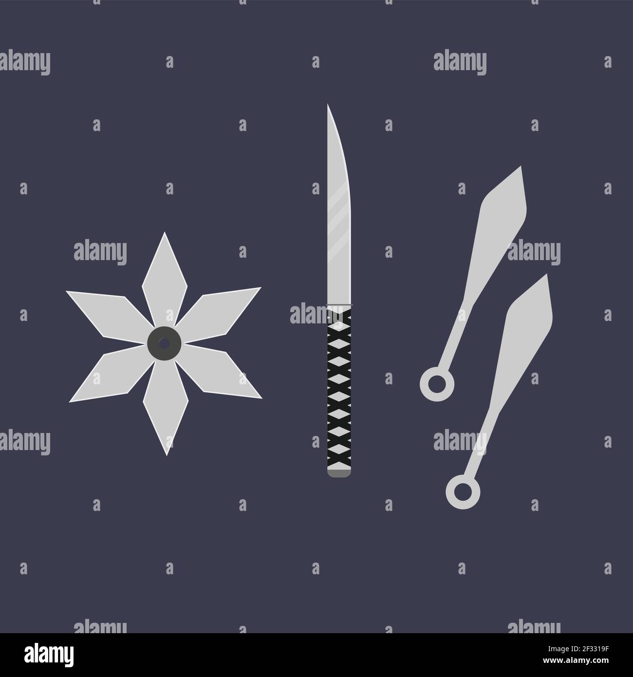 Ninja swords, illustration, vector on white background Stock Vector ...