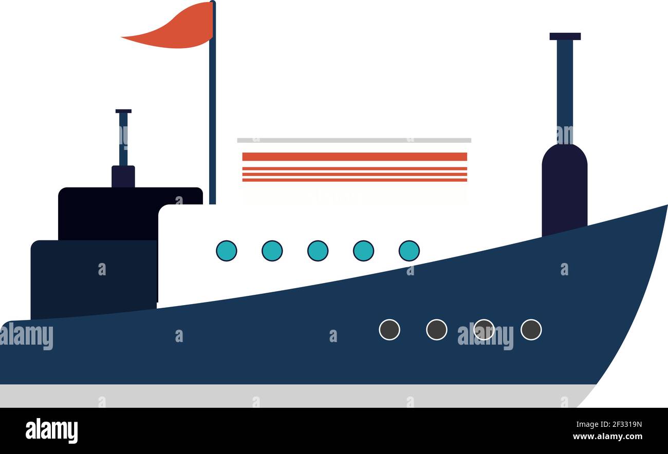 Blue ship, illustration, vector on white background Stock Vector Image ...