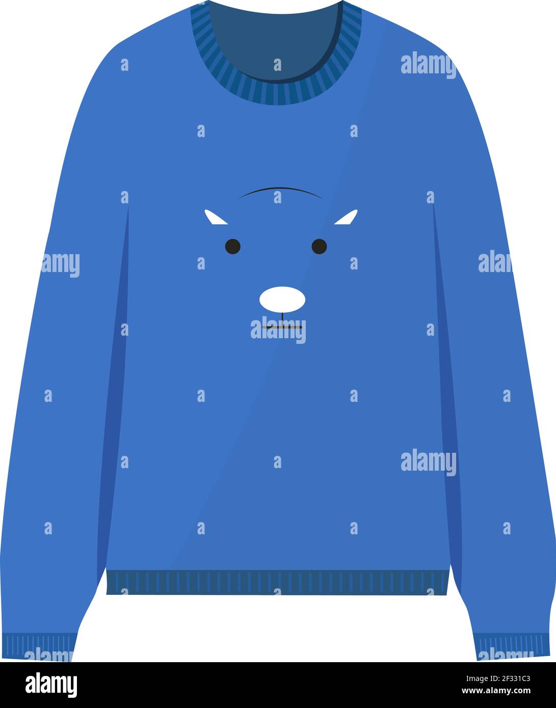 Blue sweater, illustration, vector on white background Stock Vector ...