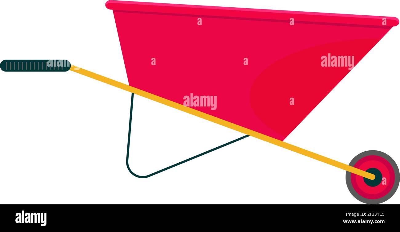 Red wheel barrow, illustration, vector on white background Stock Vector ...