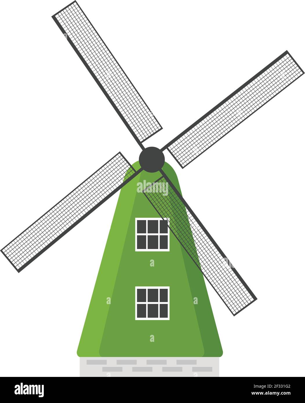 Green windmill, illustration, vector on white background Stock Vector ...