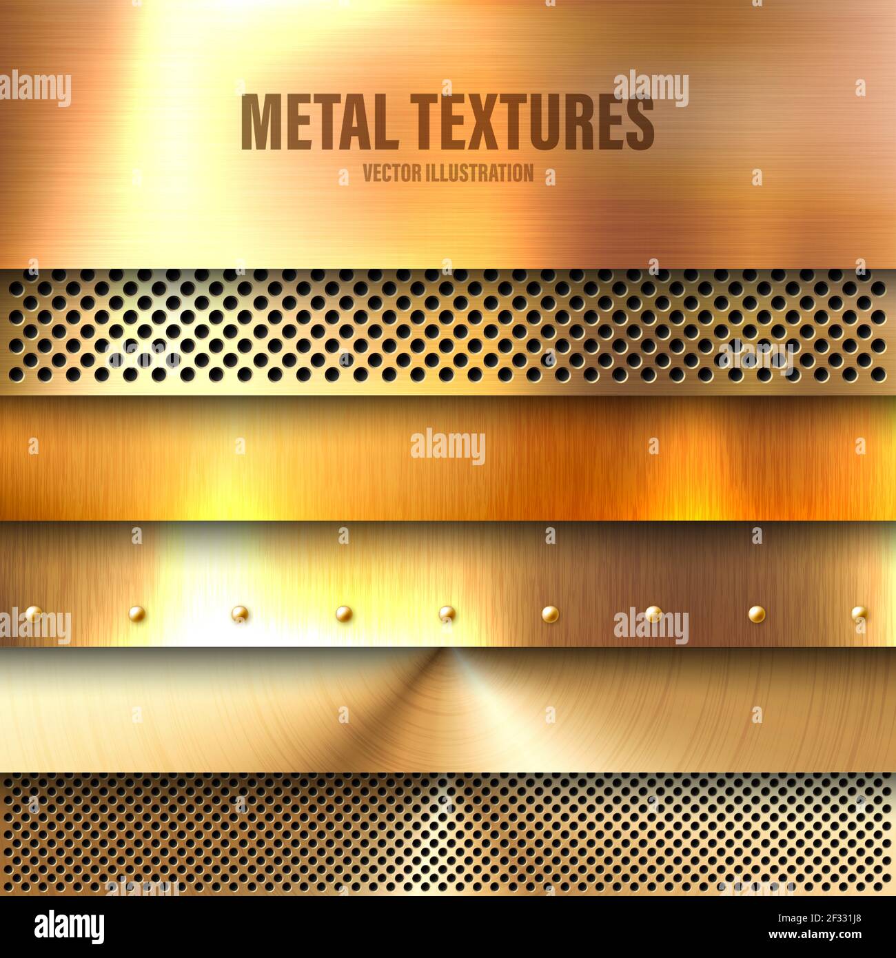 Realistic brushed metal textures set. Polished stainless steel ...