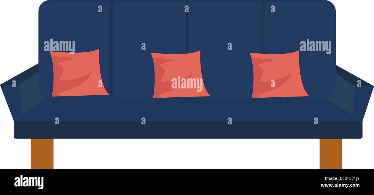 Blue sofa, illustration, vector on white background Stock Vector Image ...