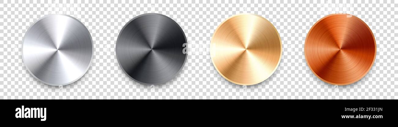 Realistic metal chrome button. Silver steel volume control knob ...