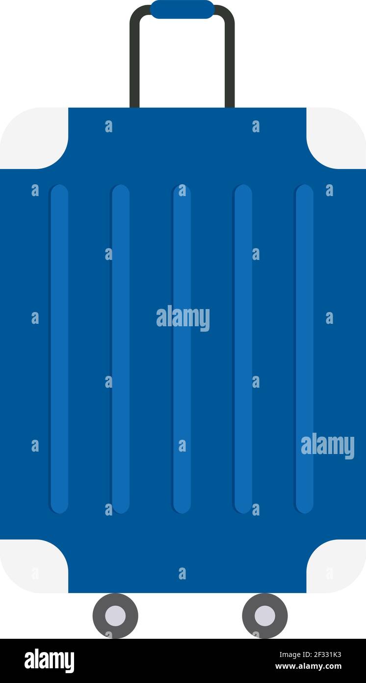 Blue trolley bag, illustration, vector on white background Stock Vector ...