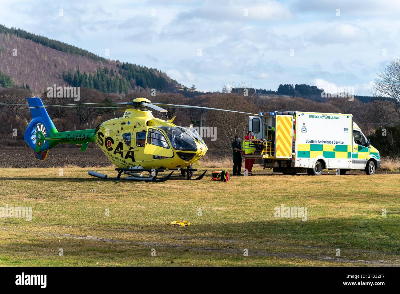 12 March 2021. Field next to A941 Road, Rothes, Moray, Scotland. This ...