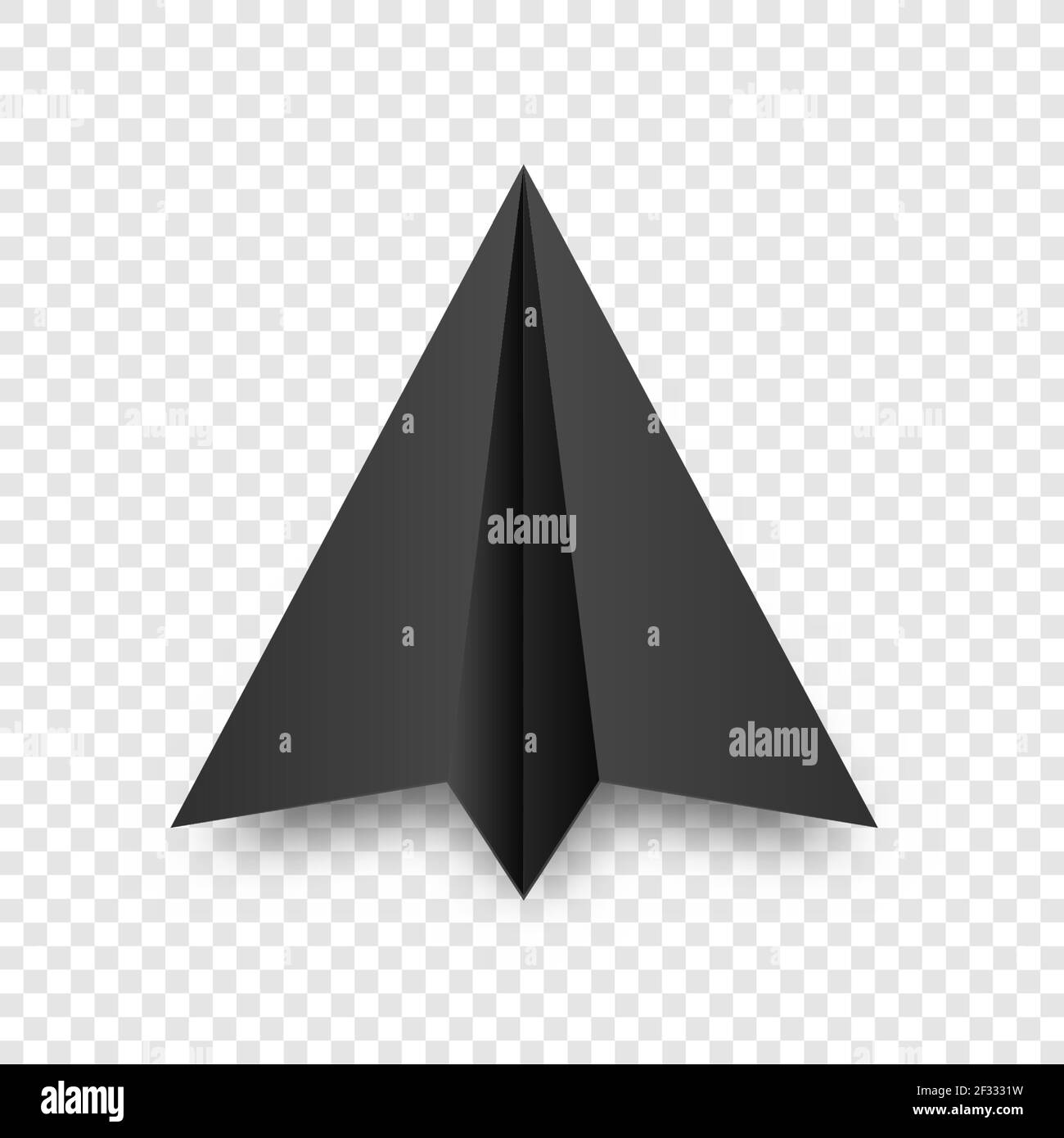 Realistic black handmade paper plane isolated on transparent background ...