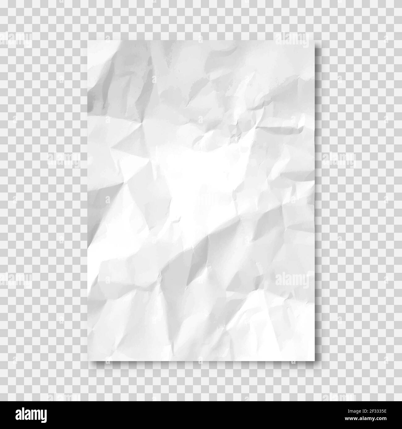Realistic blank crumpled paper sheet in A4 format on transparent ...