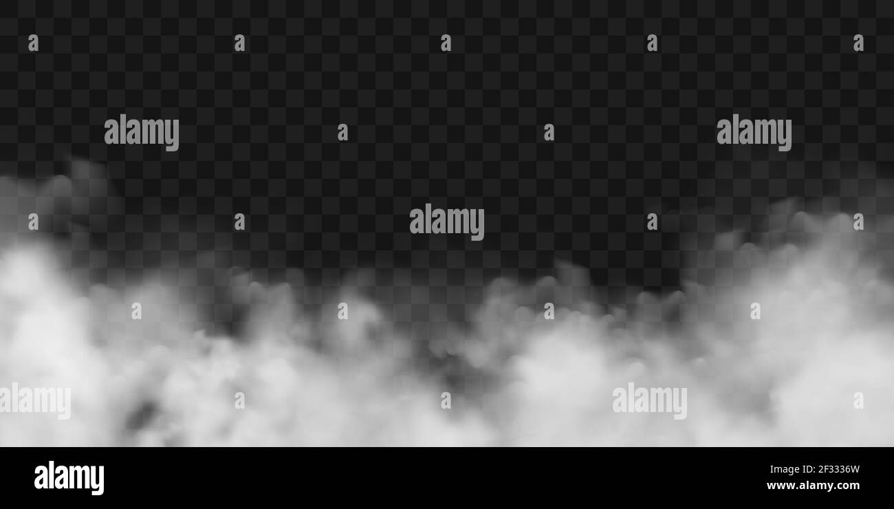 Realistic fog, mist effect. Smoke on dark background. Vector vapor in ...