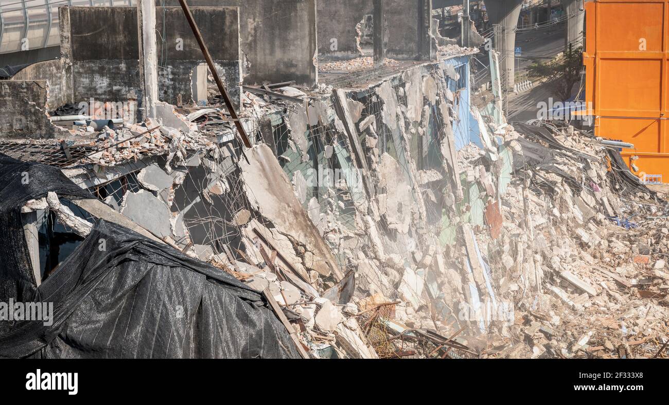 The building under construction in destroyed area and prepare for ...