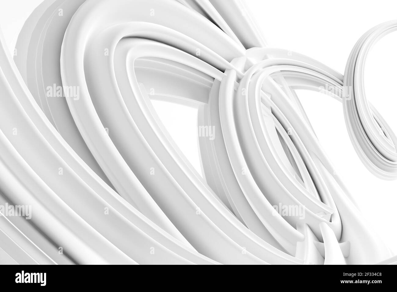 Abstract modern dynamic white flowing curve swirl or twirl spiral shape ...