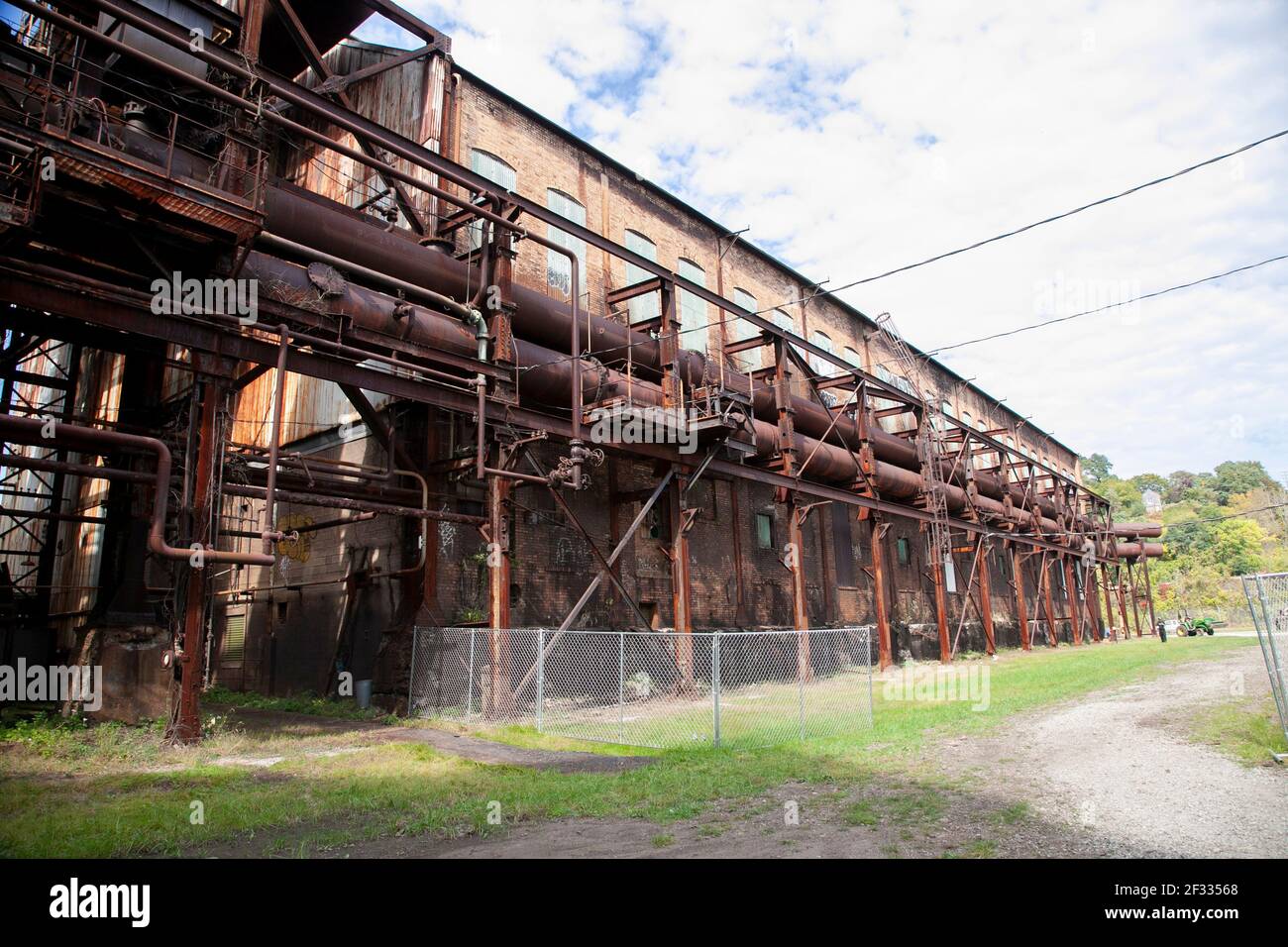 Rusting ironworks and piping at the defunct Cary furnace steel Mill in ...