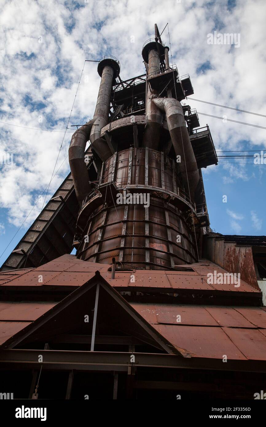 Large industrial exhaust pipes for steel mill at Carrie furnace ...