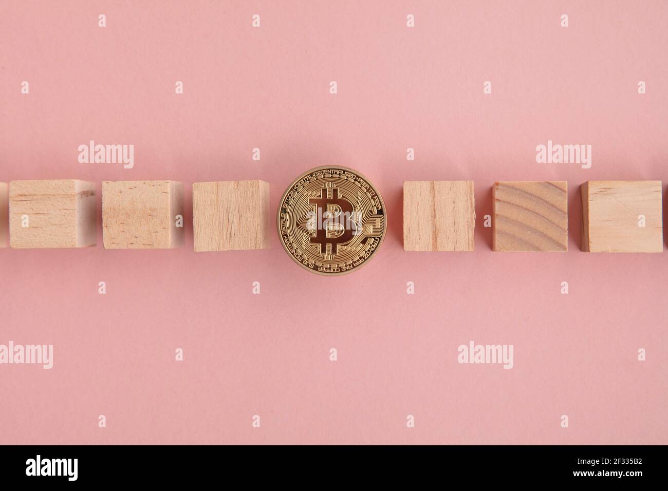 Bitcoin cryptocurrency coin blockchain technology concept. Coin with ...