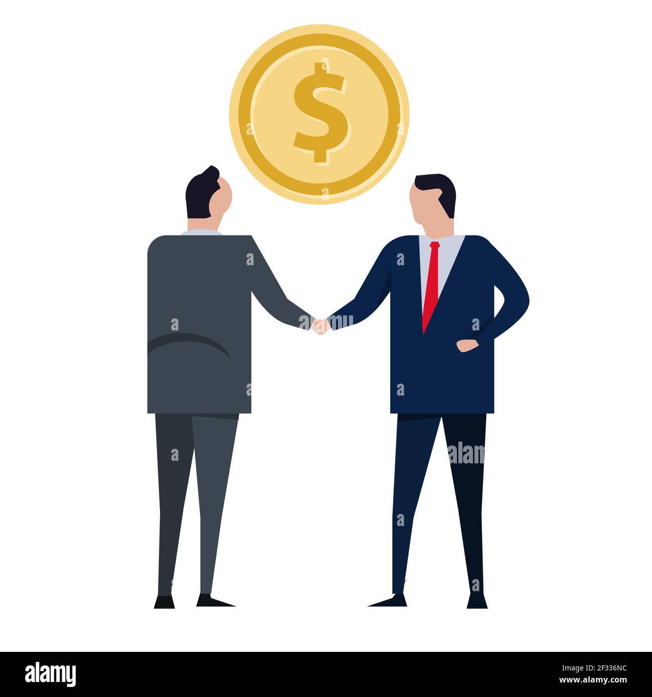 transaction deal handshake coin success two businessman making money ...