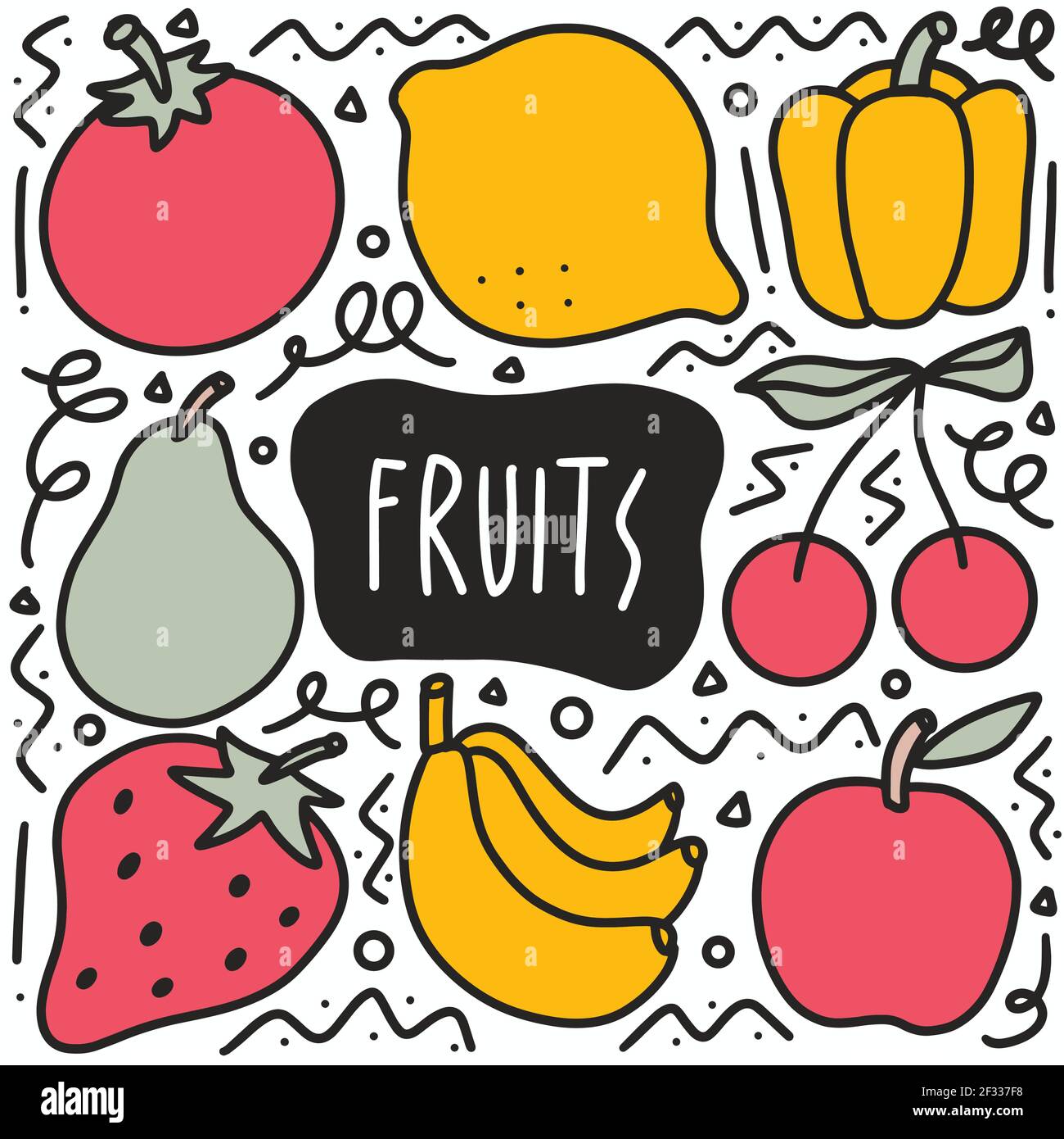 doodle various fruit collection hand drawing Stock Vector Image & Art ...
