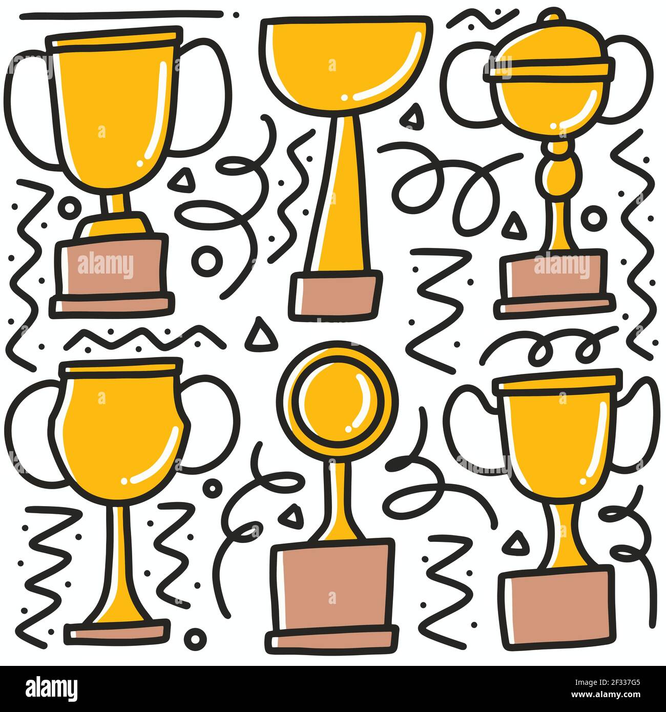 doodle set of trophy cups hand drawing Stock Vector Image & Art - Alamy