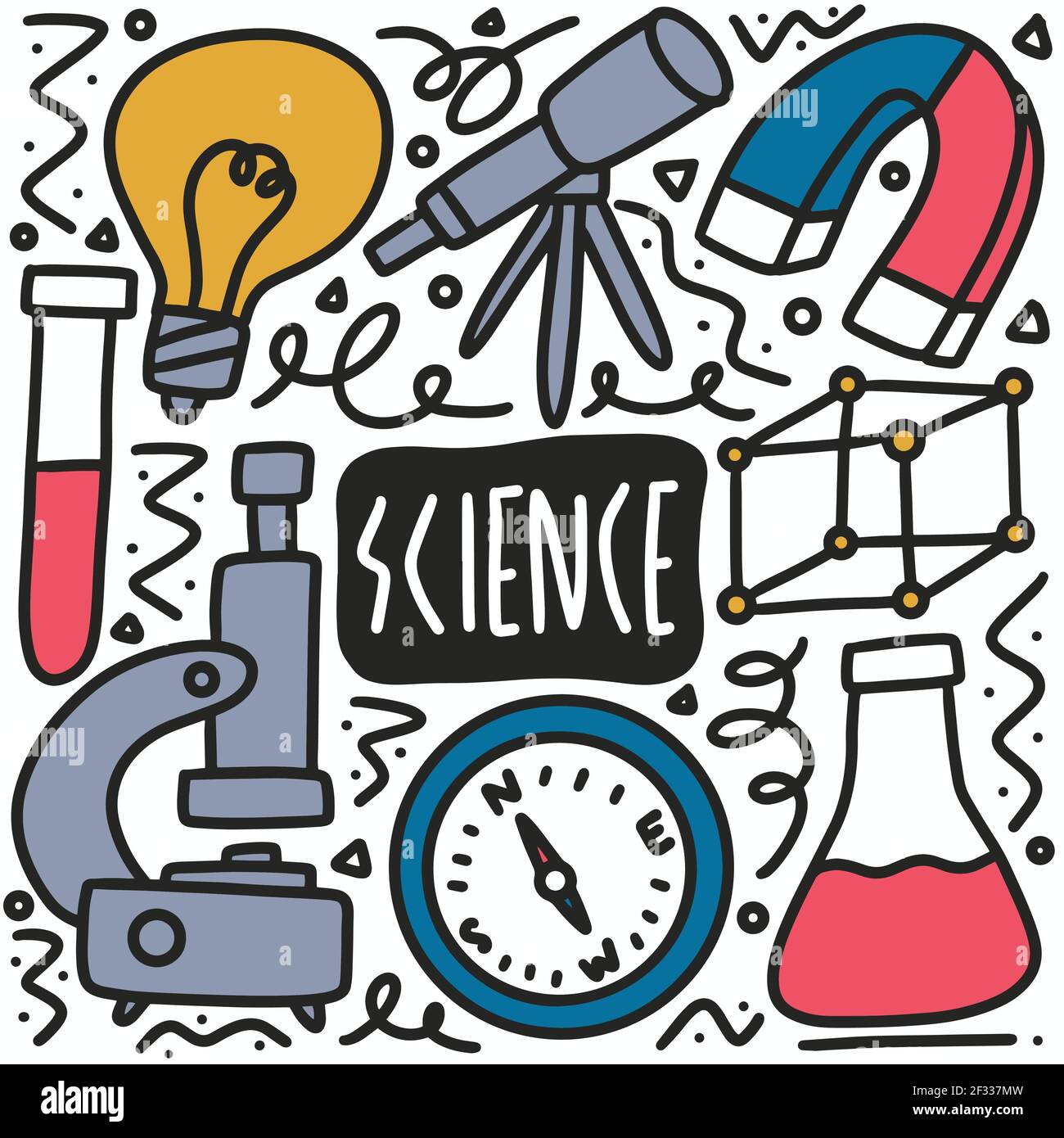 doodle set of hand drawn chemistry tools Stock Vector Image & Art - Alamy
