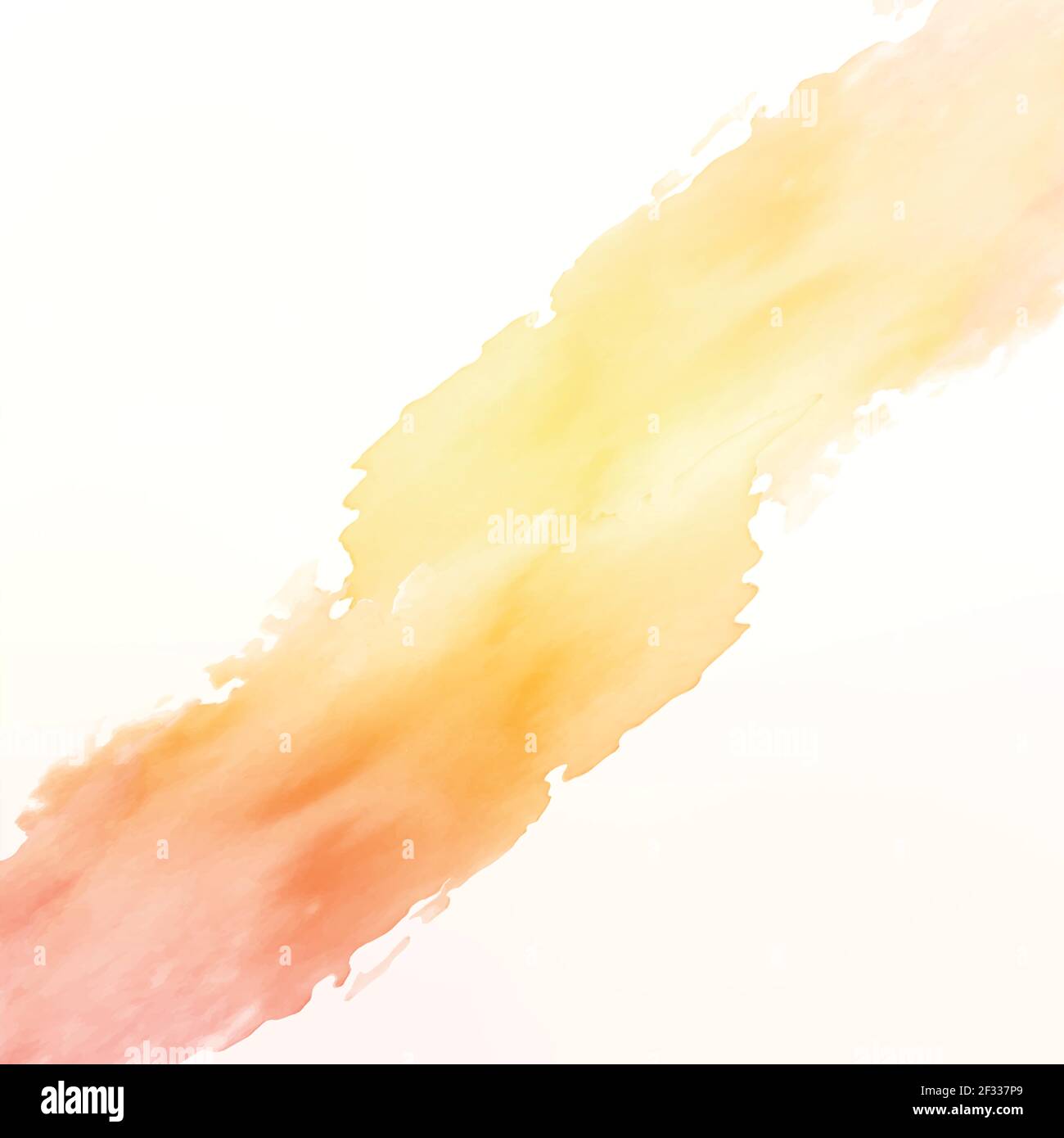 Realistic yellow-orange watercolor panoramic texture on a white ...