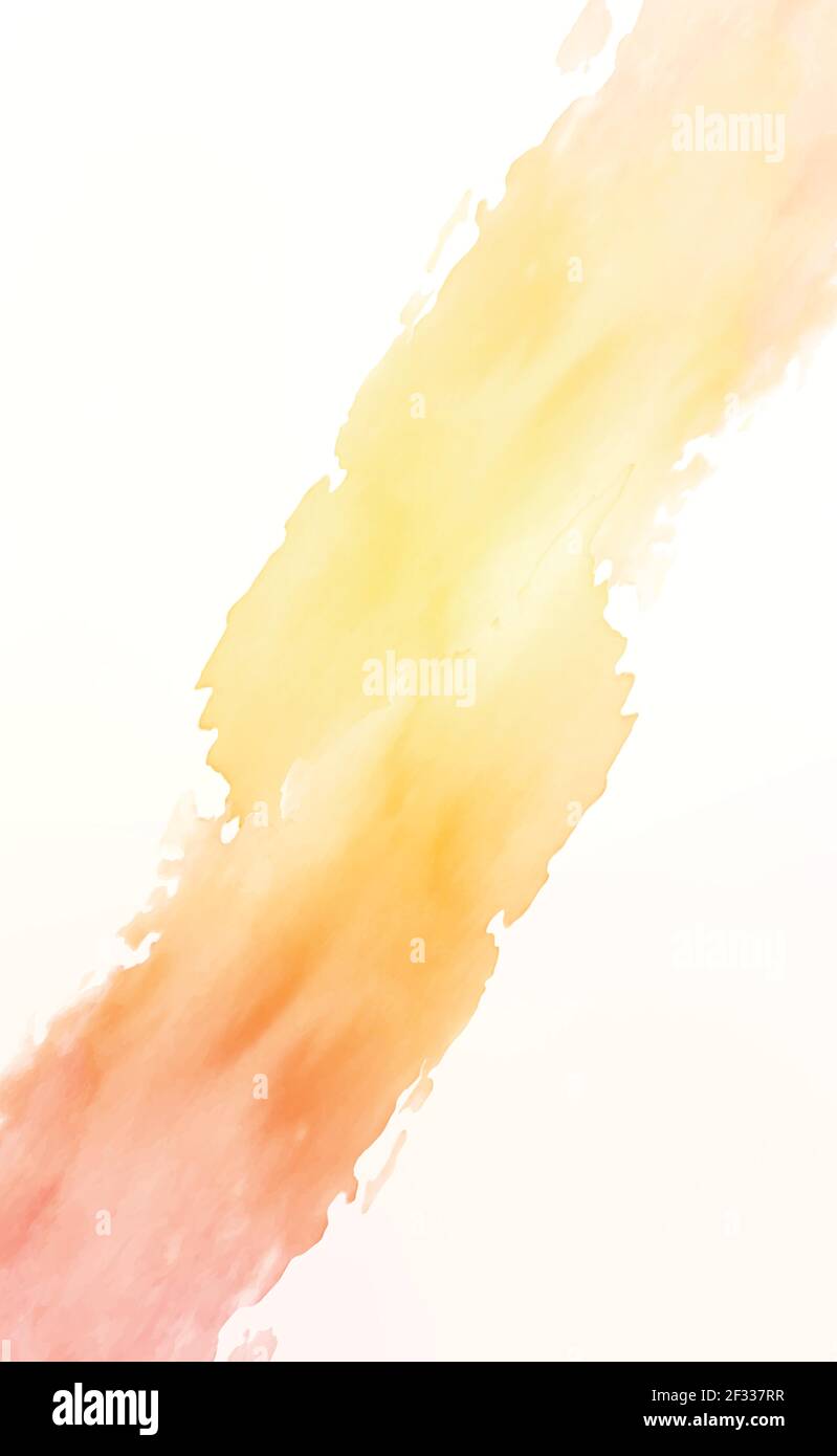 Realistic yellow-orange watercolor panoramic texture on a white ...