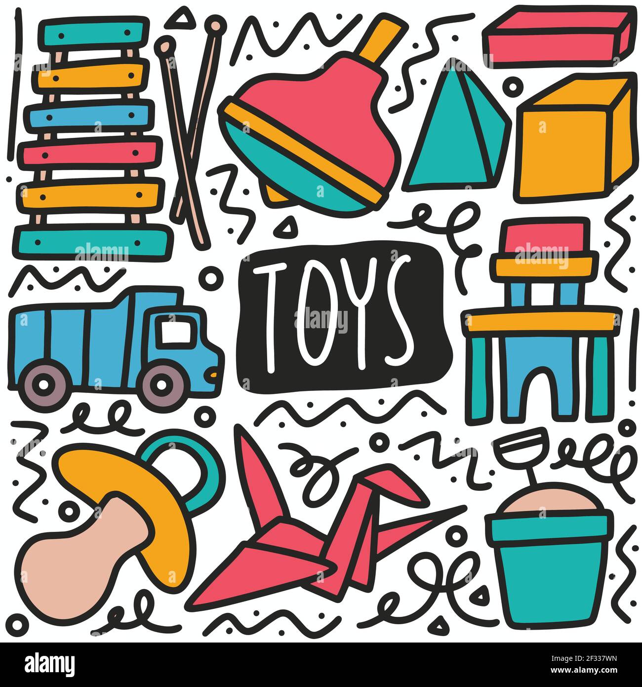 hand drawn toys doodle set Stock Vector Image & Art - Alamy