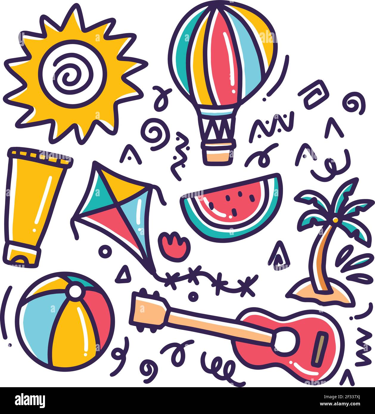 hand drawn summer beach doodle Stock Vector Image & Art - Alamy